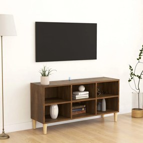 TV stolek masivní dřevěné nohy hnědý dub 103,5 x 30 x 50 cm - Default Title