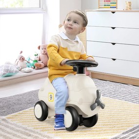 Costway Pojízdné auto ve vzhledu letadla s roztomilým vrtulovým vozítkem, bílý
