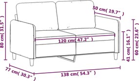 vidaXL 2místná pohovka 120 cm samet [359432] Barva: Žlutá