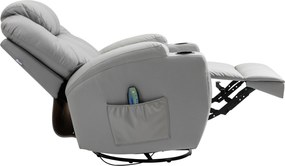 Masážní křeslo HOMCOM Relaxační křeslo s 8 vibračními body, 5 režimů, funkce polohování, nosnost 150 kg, imitace kůže, světle šedá