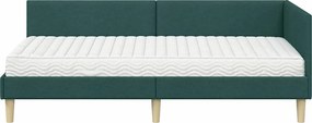 Rohový rám postele s matrací Jiný s čelo 2 ks Zelená textil 3393753