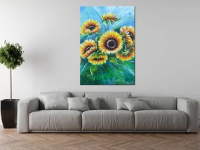 Gario Ručně malovaný obraz Slunečnice v dešti Rozměry: 120 x 80 cm