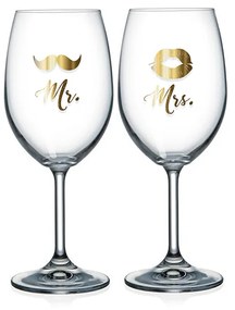 Párové sety Sklenice na víno pro pár Mr. a Mrs.