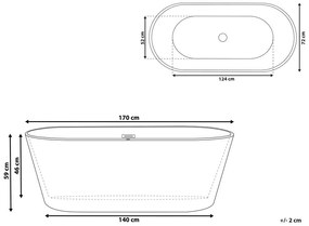 Volně stojící vana 170 x 72 cm bílá HAVANA Beliani