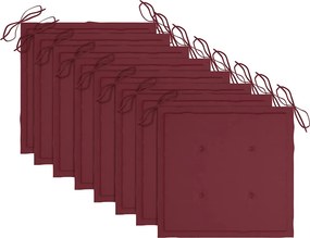 Zahradní židle 8 ks vínové podušky masivní teak 3073067