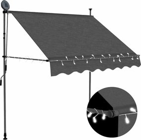 Ručně zatahovací markýza s LED světlem 200 cm antracitová 145864