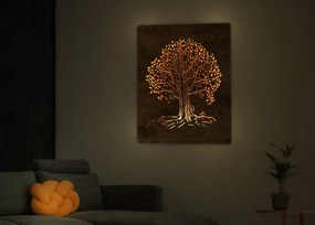 Li-Go "Lípa" obrazové svítidlo s baterií 70x85 cm varianta ovládání: manuál/pohybové čidlo, provedení povrchu: dub