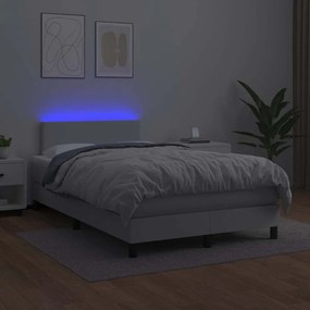 Box spring postel s matrací a LED bílá 120x200 cm umělá kůže 3134094