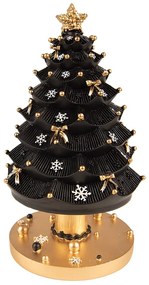 Hrací kolotoč černo-zlatý vánoční stromeček - Ø 11*20 cm