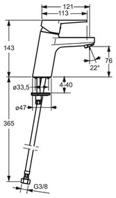 Hansa Umyvadlová stojánková páková baterie HANSATWIST bez výpusti 9052283