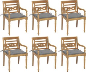 vidaXL Židle Batavia s poduškami 6 ks masivní teakové dřevo [3073323] Barva: Béžová