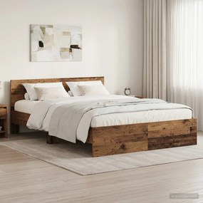 vidaXL Rám postele s čelem 140 x 190 cm Kompozitní dřevo [3207497] Barva: Staré dřevo