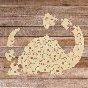 Dětské dřevěné puzzle - Dinosaurus a čísla 26 dílků | SENTOP H023