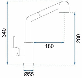 Rea Troy, stojánková kuchyňská baterie 34 cm, černá matná, REA-B6300