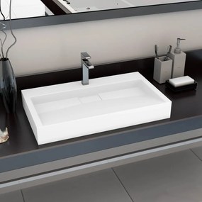 Umyvadlo 80 x 46 x 11 cm minerální/mramorový kompozit bílé 144065