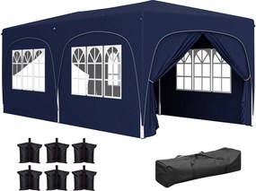 Pavilon Outsunny 3x6m, vodoodpudivý, pevný, zimní skládací pavilon, UV ochrana 50+, skládací párty stan s 6 bočními panely, taška na zahradní pavilon