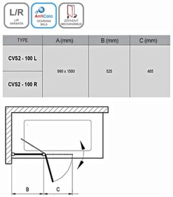 Ravak Vanová zástěna dvoudílná bílá,     CVS2-100 PRAVÁ TRANSPARENT   7QRA0100Z1 CVS2-100 PRAVÁ TRANSPARENT