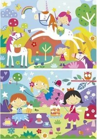 EDUCA Puzzle Jednorožci a Víly / 2x48 dílků / od 4 let