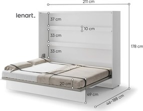 Výklopná postel 160 REBECCA bílá lesk/bílá mat