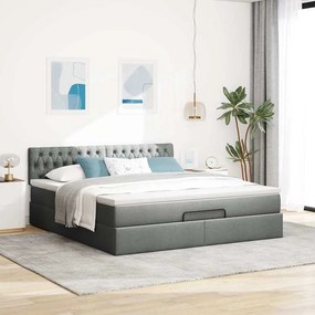 Osmanský rám postele s matrací tmavě šedá 160x200cm textil 3312403