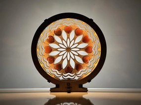 Li-Go "Srdce, karneolová mandala" Stolní lampa 20x22 cm dub