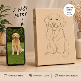 Foto obraz z vlastní fotky na plátno – Minimalistický Line Art portrét mazlíčka z fotky Rozměry obrazu: 40 x 50 cm