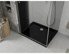 Mexen Lima, sprchový kout se skládacími dveřmi 100 (dveře) x 90 (stěna) cm, 6mm šedé sklo, chromový profil + slim sprchová vanička černá + chromový sifon, 856-100-090-01-40-4070