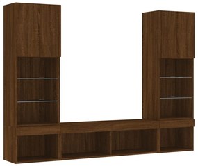 5dílná obývací stěna s LED hnědý dub kompozitní dřevo - Default Title