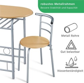 Jídelní sestava Yaheetech – přírodní dřevo (265486441876)