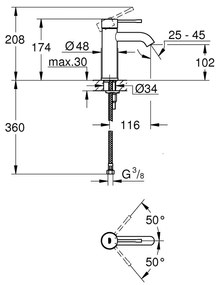 Grohe Essence - Páková umyvadlová baterie s odtokovou garniturou, S-Size, kartáčovaný Hard Graphite 23590AL1