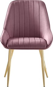 Jídelní židle LUXURY - látka Velvet, zlatý chrom / růžová