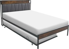 Postel NORDO 160x200 s roštem a výsuvnou přistýlkou černá/šedá Kondela 0000408414