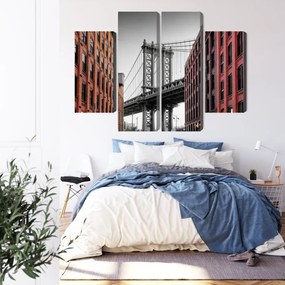 Vícedílný obraz Pohled Na Manhattan Bridge Z Washington Street Nedostatek Nedostatek Přírodní plátno 120x90