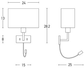 Zambelis H51 nástěnné LED svítidlo chrom/béžové, 1xE27, 3W, 28cm