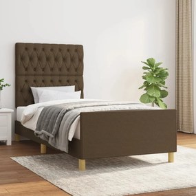 Rám postele bez matrace tmavě hnědá 90 x 190 cm textil 3125263