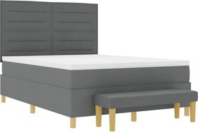 Postel s boxspringem s čelo Tmavě šedá 190 x 140 cm textil 3344220