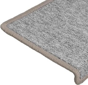 Schodové rohože 15 ks 65 x 21 x 4 cm světle šedé s obdélníkovým okrajem 134570