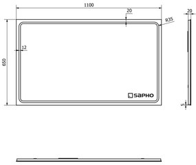 Sapho, GEMINI LED podsvícené zrcadlo 1100x650mm, GM110