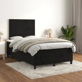 vidaXL Box spring postel s matrací 120 x 200 cm samet [3143074] Barva: Černá