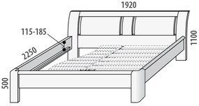 Postel Florencia,čelo oblé 3 výplně 180 Domestav F121 Materiál: Buk cink, Barevne provedení: Přírodní provedení
