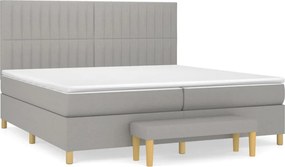 Box spring postel s matrací světle šedá 200 x 200 cm textil 3137341