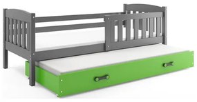 Dětská postel KUBUS s výsuvnou postelí 80x190 cm - grafit Zelená