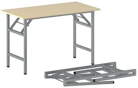 Konferenční stůl FAST READY, 120x60 cm, šedostříbrná podnož, bříza