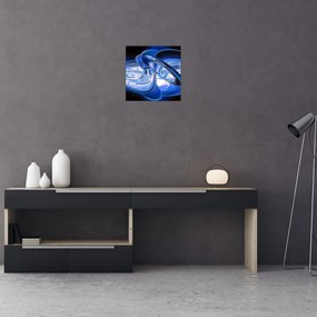 Modrý abstraktní obraz (30x30 cm)