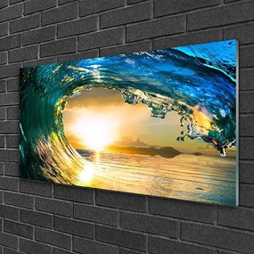 Obraz na skle Vlna Moře Západ Příroda 125x50 cm