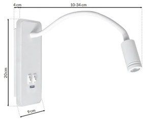 Nástěnné LED svítidlo Base, 1x LED 8+2w, 4000k, w, vypínač