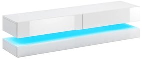 MAXIVA Závěsná skříňka pod TV - COSMO, s LED osvětlením, bílá/lesklá bílá