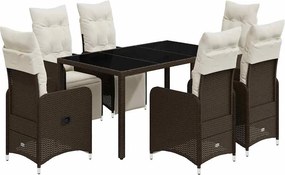 7dílný zahradní bistro set s poduškami hnědý polyratan 3277190