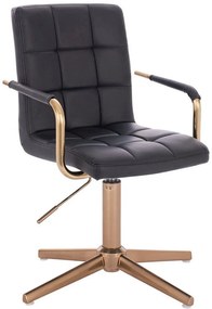 LuxuryForm DESIGN Otočná židle VERONA GOLD na zlatém kříži - černá