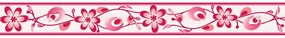 Bordura na zeď samolepicí - Květy růžové